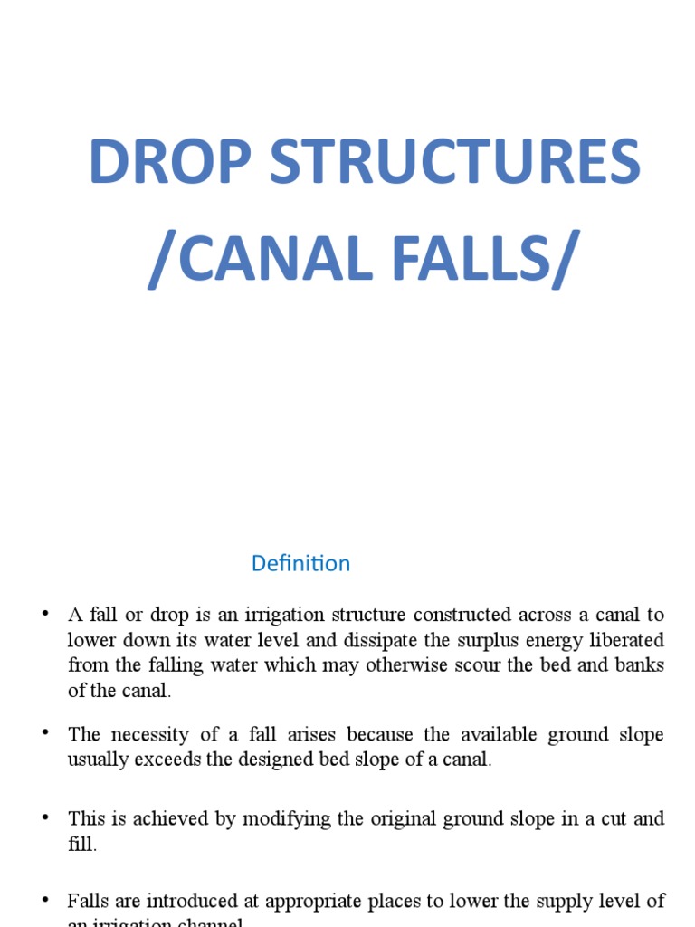 Irrigation Canal Drop Structures | PDF | Spillway | Civil Engineering