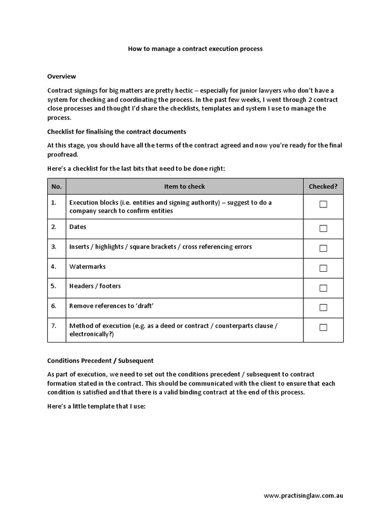 Contract Execution Process Pdf Proofreading Software