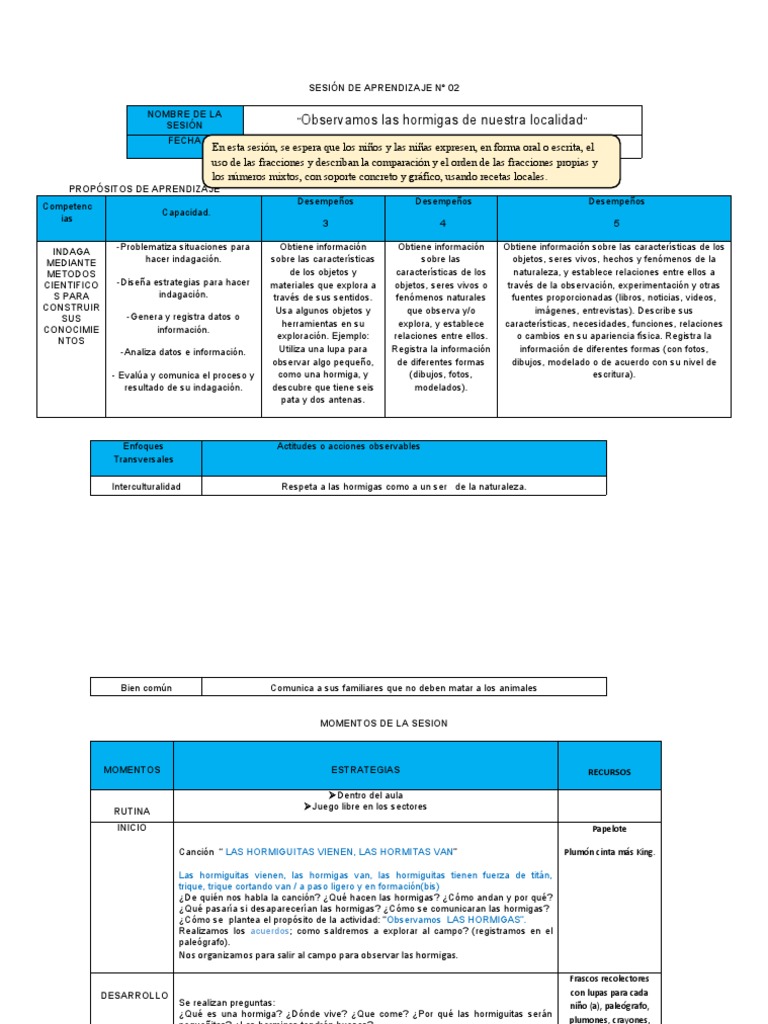 Sesión de Aprendizaje N 2 | PDF | Aprendizaje | Información