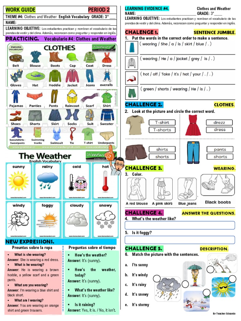 LEARNING EVIDENCE 4. Clothes and Weather | PDF | Human Body | Clothing