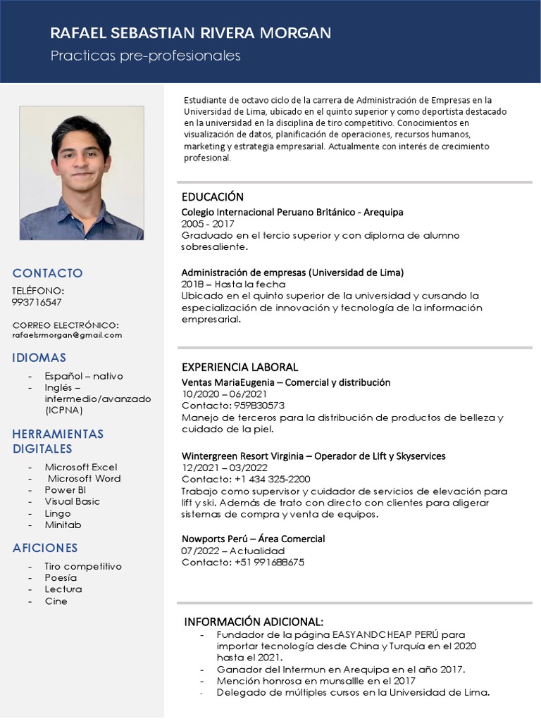CV Rafael Rivera Morgan 2022 | PDF | Microsoft | Perú