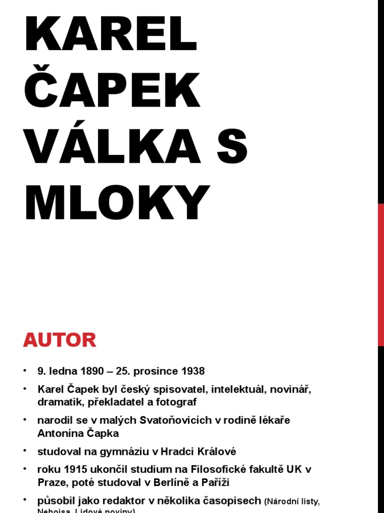 Karel Čapek Válka S Mloky 1 | PDF