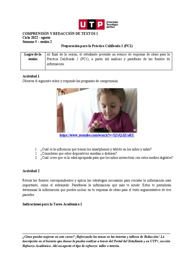 S05.s2-Preparación para La PC1 (Material) 2022 Agosto - GRUPO 7 | PDF | Adolescencia