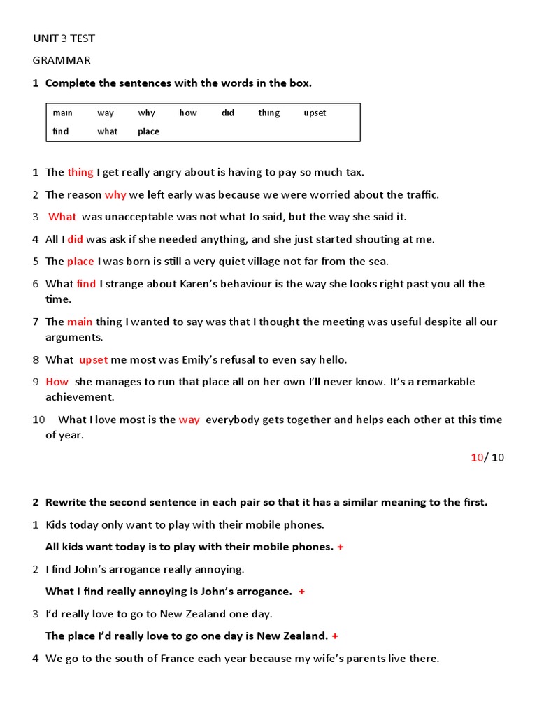 Outcomes Advanced Unit 3 Test WORD | PDF