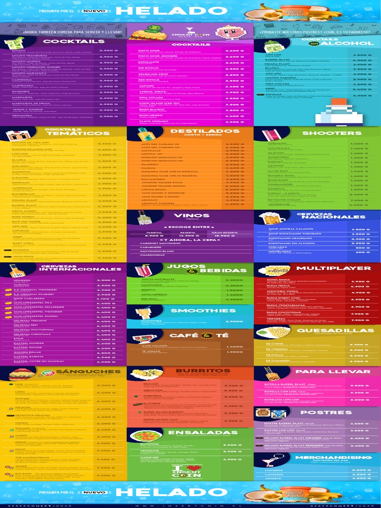 Carta Insert Coin 13 Nov Ca | PDF | Postres | Hamburguesas