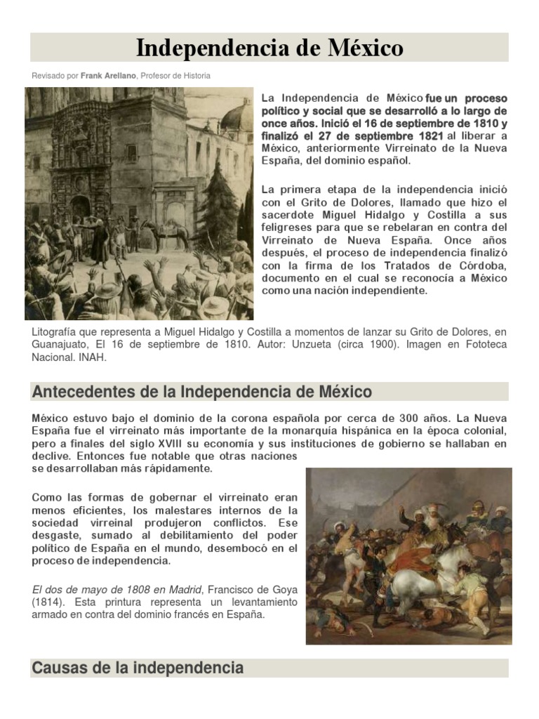Lectura de Apoyo Independencia de México | PDF | Nueva españa | México