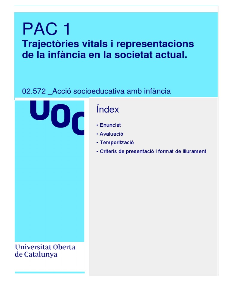 Pac 1 - Acció Socioeducativa Amb Infància | PDF