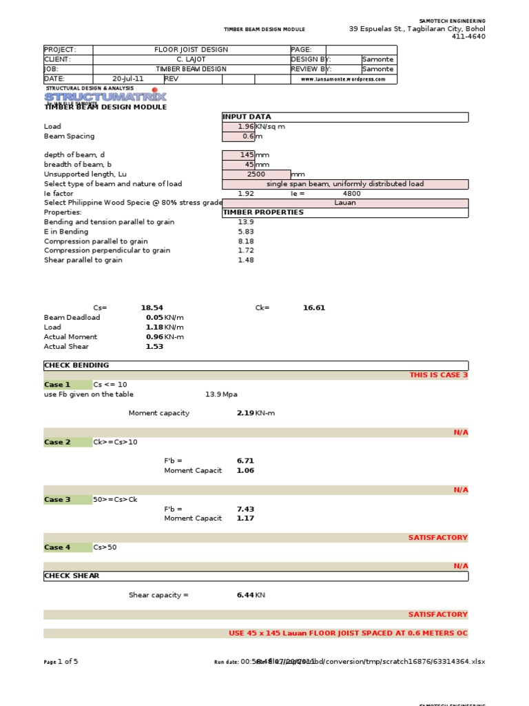 Timber Beam Design | PDF | Beam (Structure) | Bending