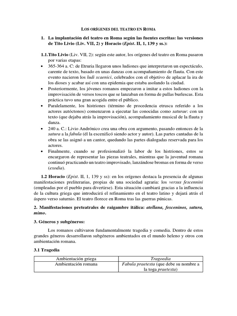 Los Orígenes Del Teatro en Roma | PDF | Antiguedad clasica | Roma antigua