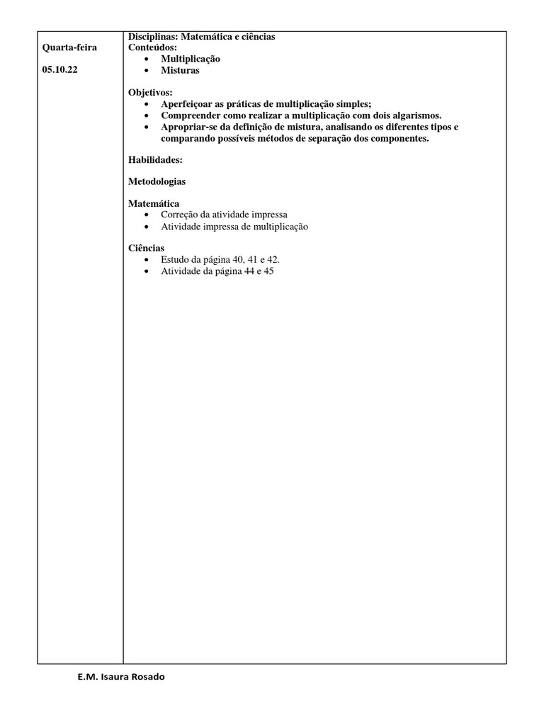 Plano de Aula | PDF | Sílaba | Science