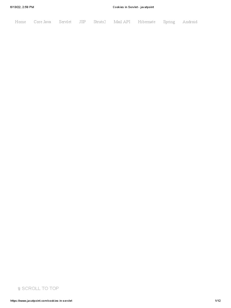 Cookies in Servlet - Javatpoint | PDF | Http Cookie | Method (Computer Programming)