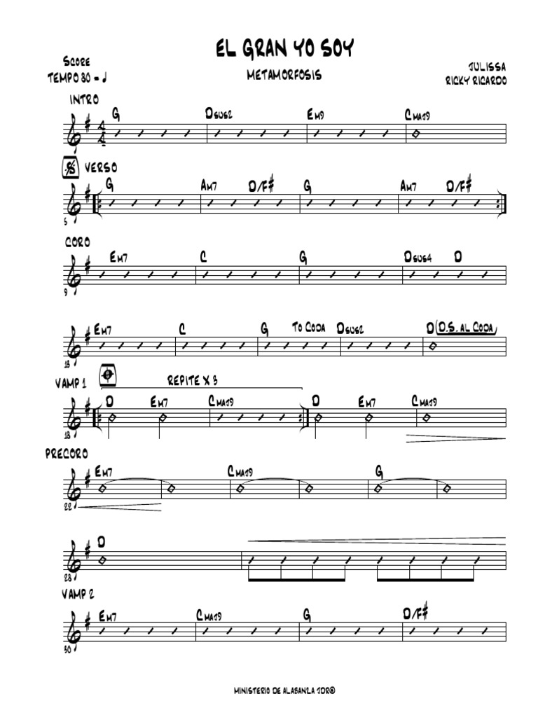 El Gran Yo Soy - Julissa - Chart - G Mayor | PDF
