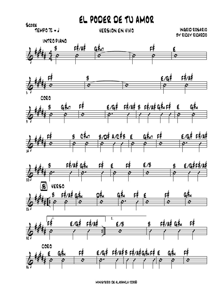 El Poder de Tu Amor - Ingrid - Chart - B Mayor | PDF