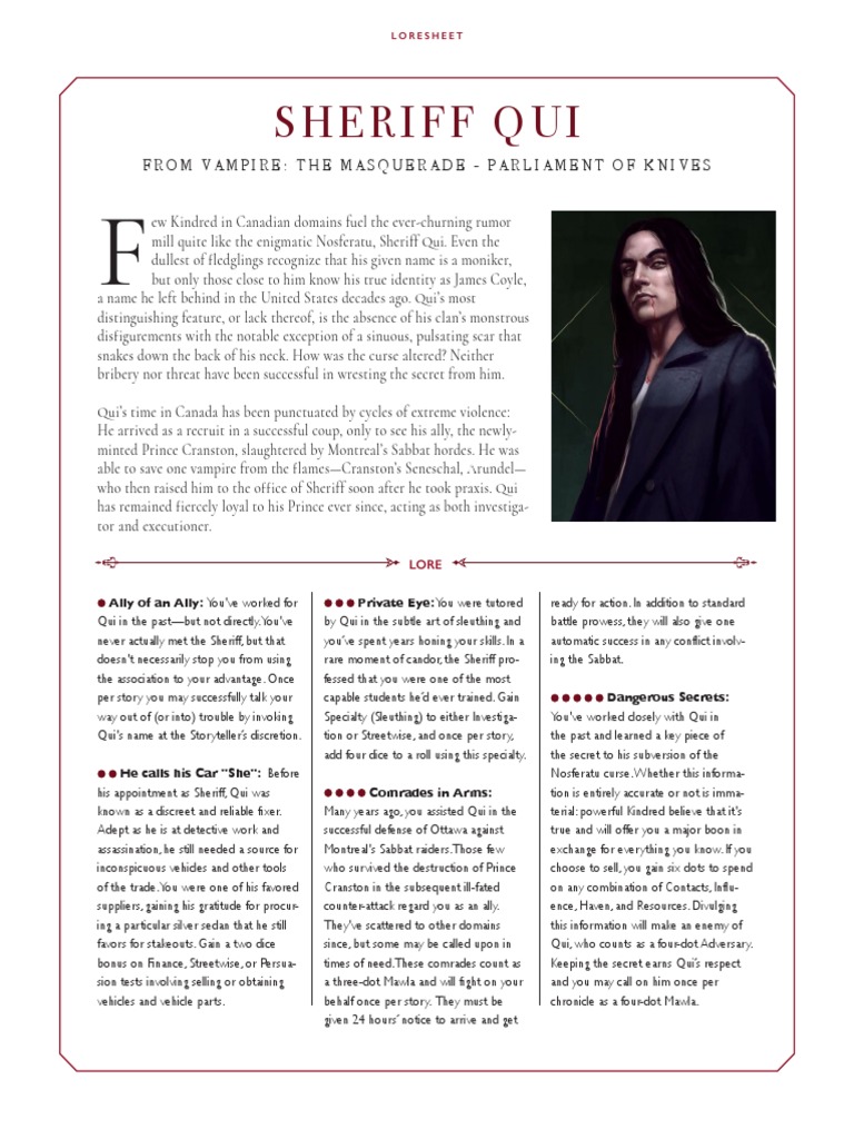 Loresheet ParliamentOfKnives | PDF