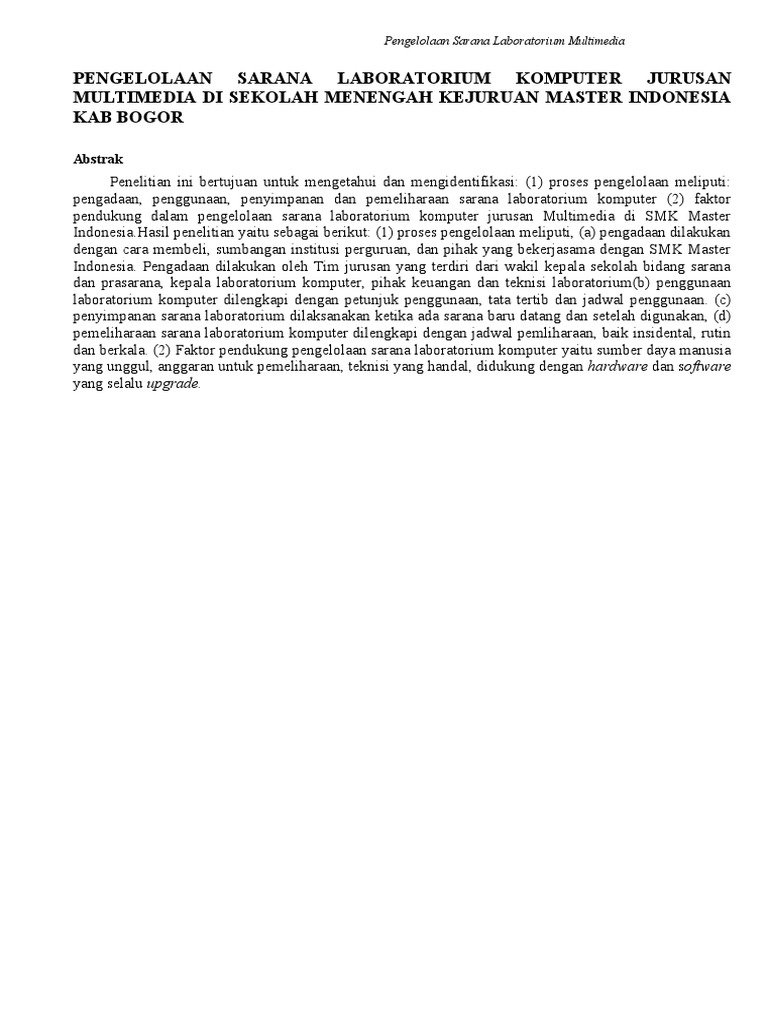 Laporan Pengelolaan Ruang Praktik Kejuruan MM | PDF | Bisnis | Komputer