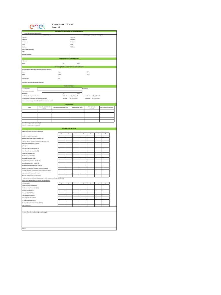 Cópia de Formulário de AVT - UCs | PDF | Transformador | Engenharia Elétrica