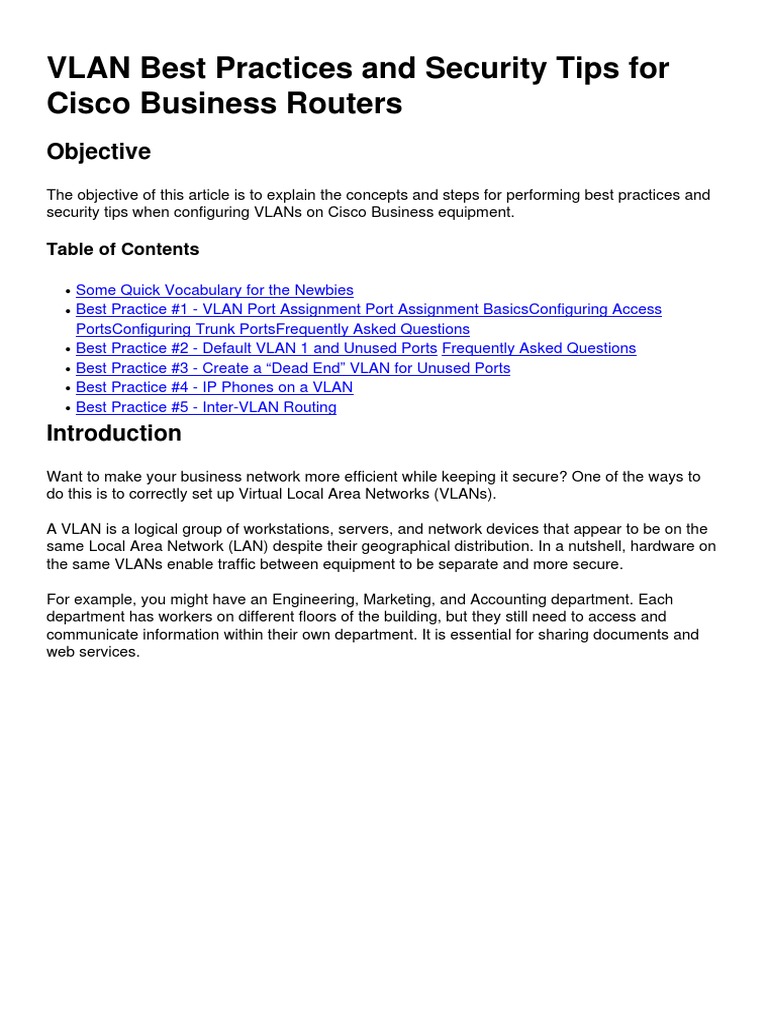 Cisco VLAN Security Best Practices | PDF | Computer Network | Network ...