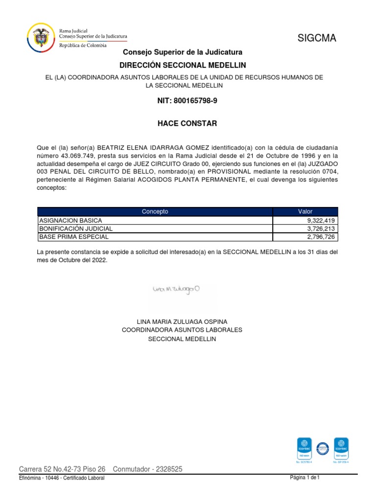 Certificado Laboral | PDF