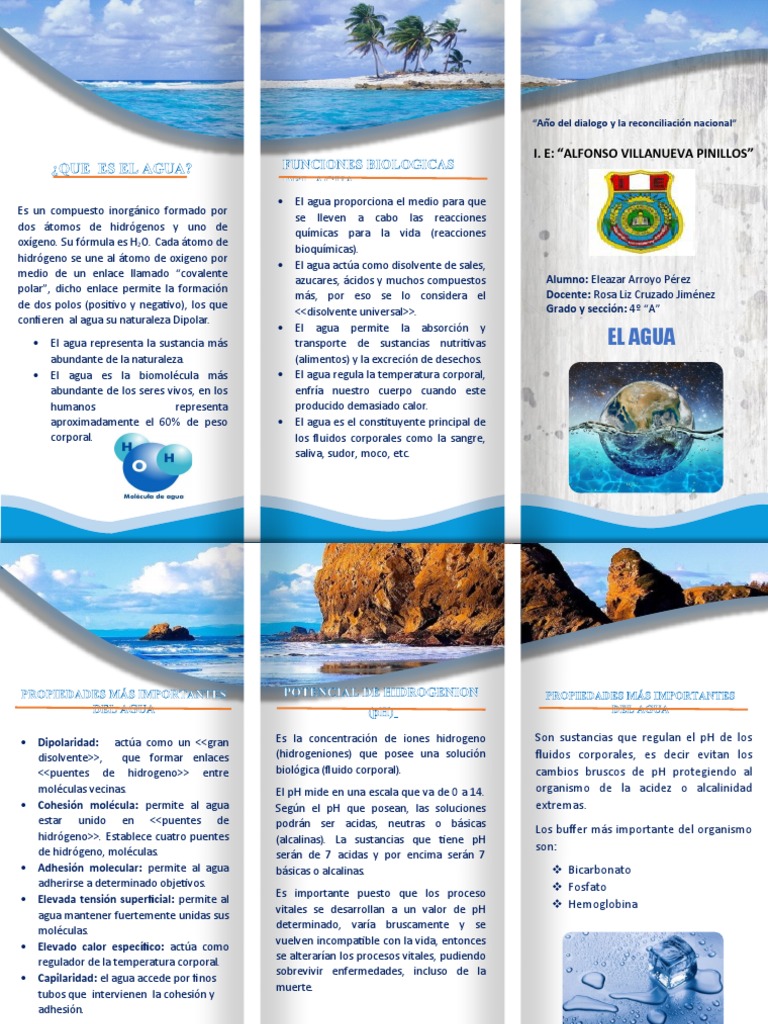 Triptico El Agua | PDF | Agua | Ph