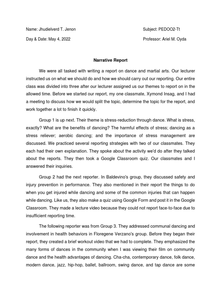 Jenon - Narrative Report (PE) | PDF | Dances | Folk Music