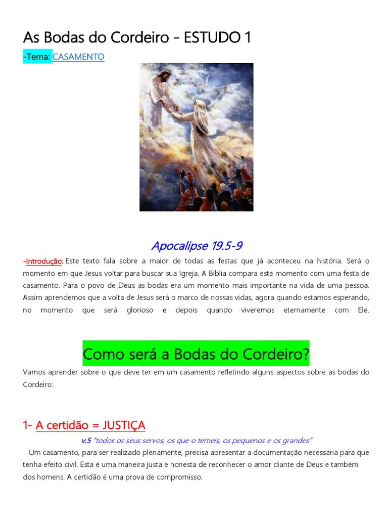 As Bodas Do Cordeiro - SINOPSE | PDF | Arrebatamento cristão | Jesus