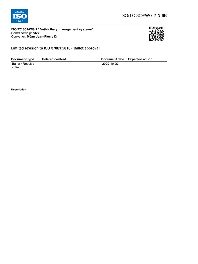 ISO-TC 309-WG 2 - N68 - Limited Revision To ISO 37001-2016 - Ballot ...