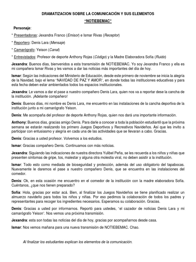 Dramatización de la Comunicación Escolar | PDF