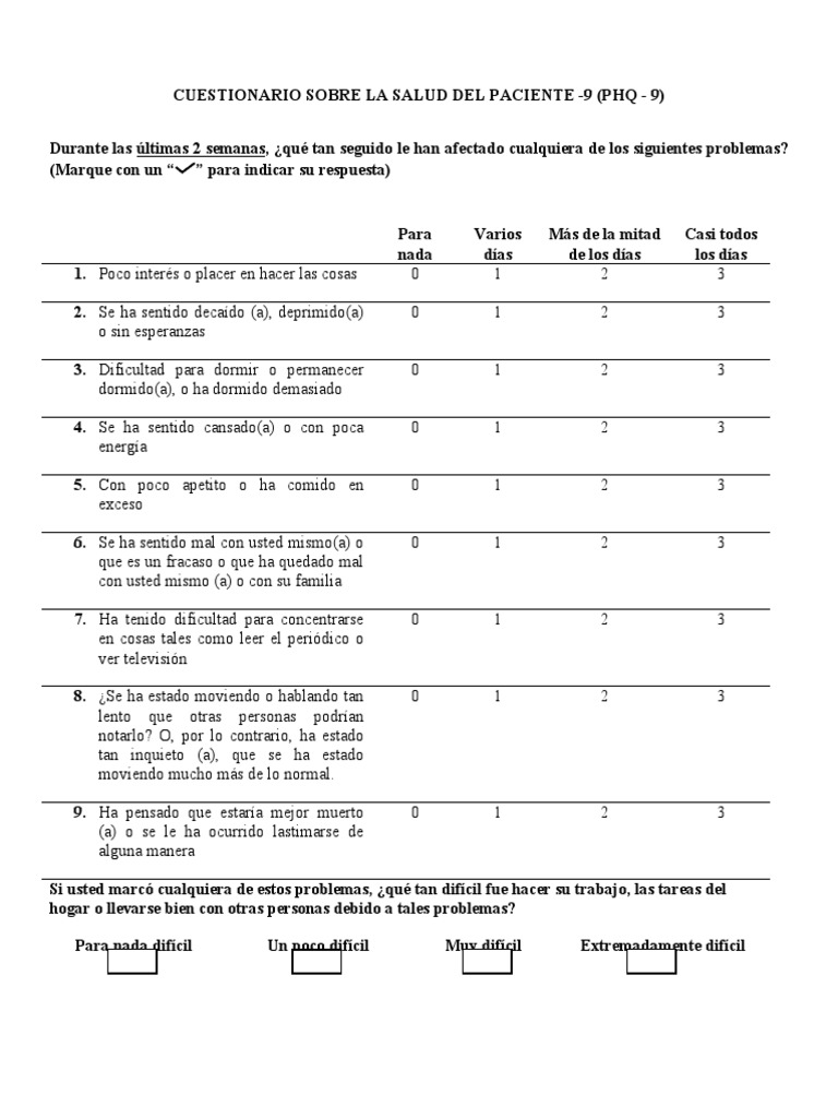 PHQ-9 y GAD-7 | PDF | Ciencias del comportamiento | Sicología