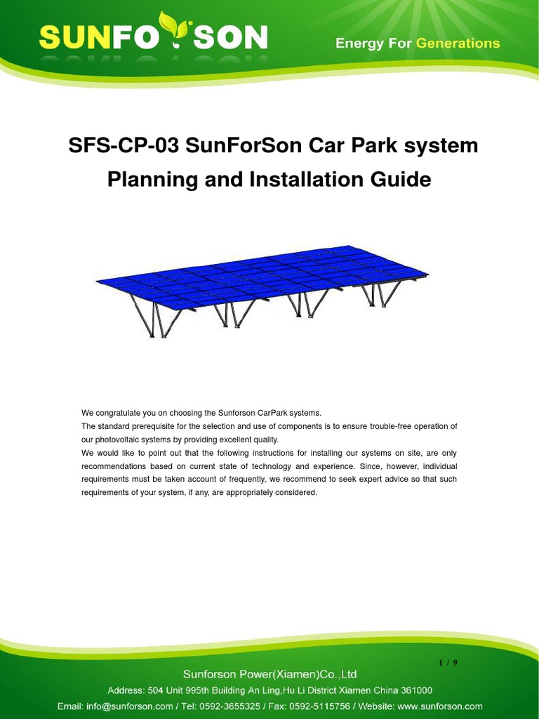 SFS CP 03 9×14 H 3m) Installation Guide | PDF | Screw | Photovoltaics