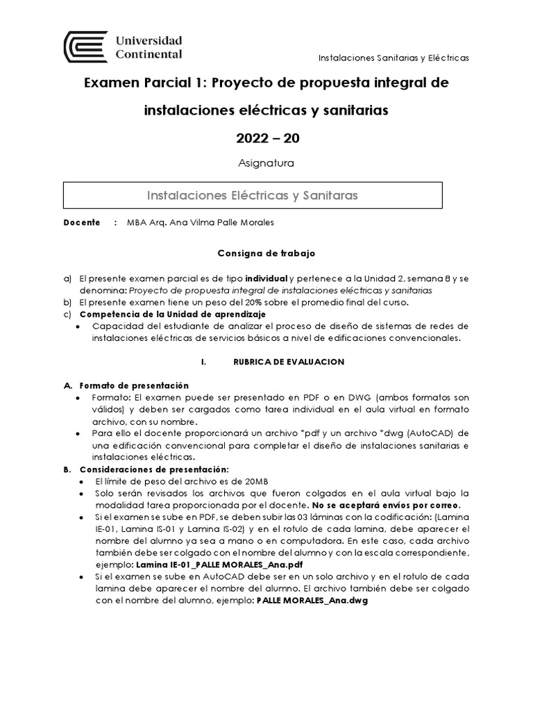 Rúbrica Examen Parcial 1 | PDF
