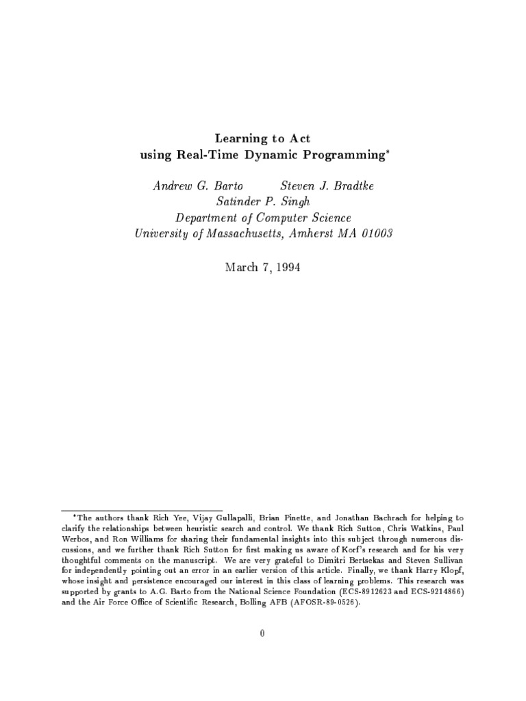 Learning To Act Using Real Time Dynamic Programmin Pdf Control Theory Mathematical