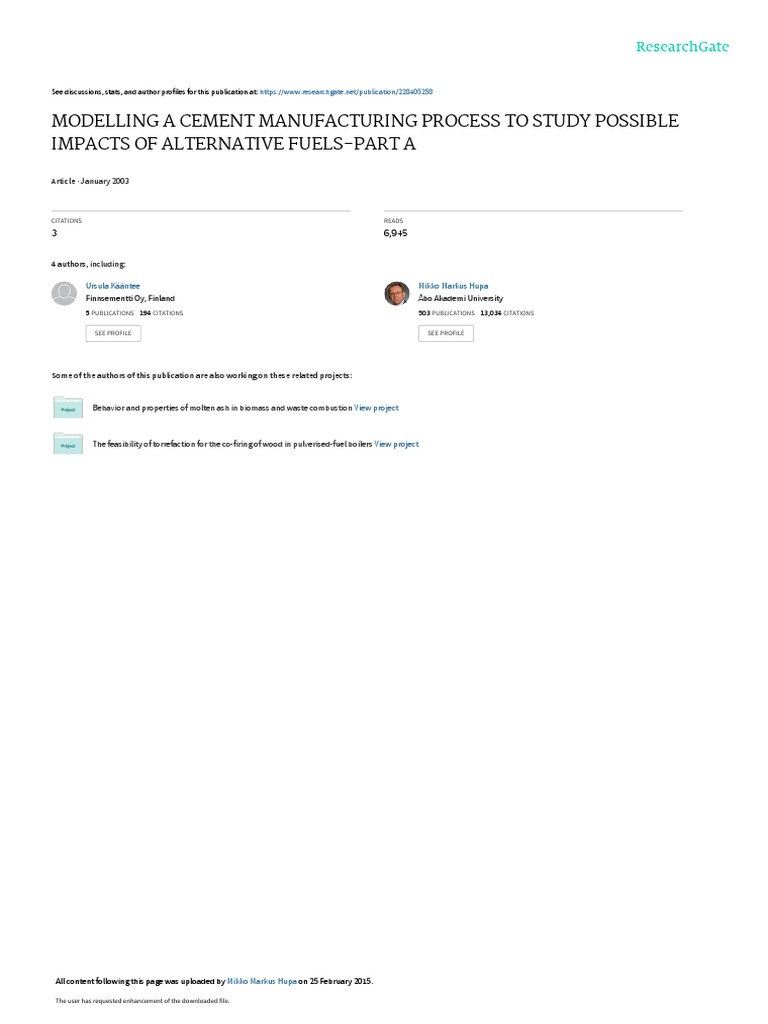 Modelling A Cement Manufacturing Process To Study | PDF | Cement | Combustion