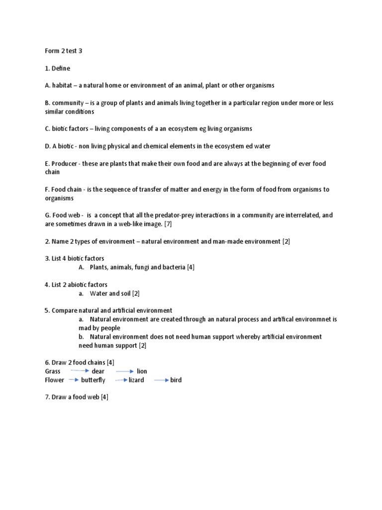 Form 2 Test 3 | PDF
