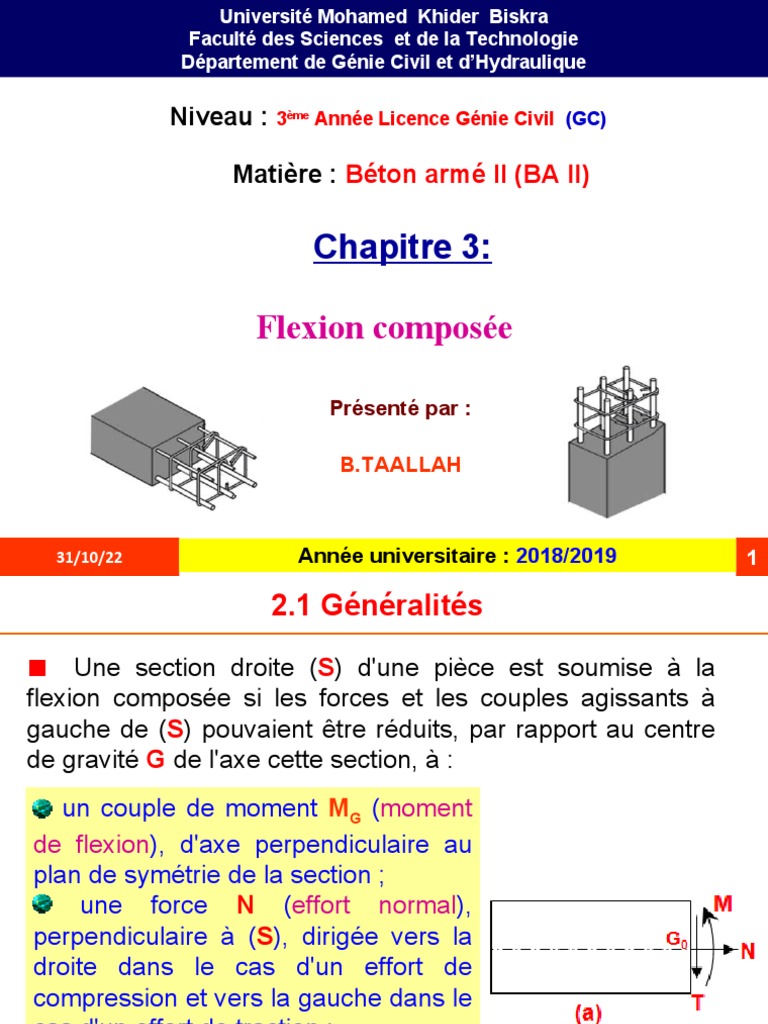 BA II - Chapitre 3 - Flexion Composée | PDF | Flexion (matériau) | Béton armé