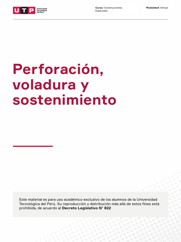 Semana 9 - Manual - Perforación, Voladura y Sostenimiento | PDF ...