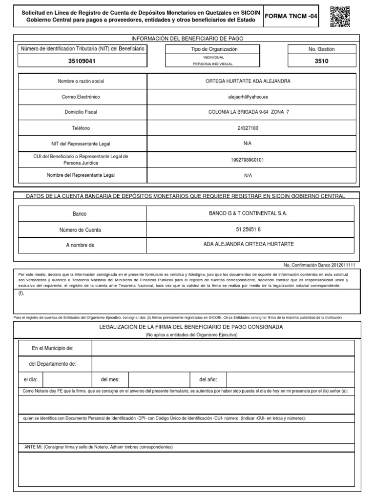 Formulario MINFIN | PDF