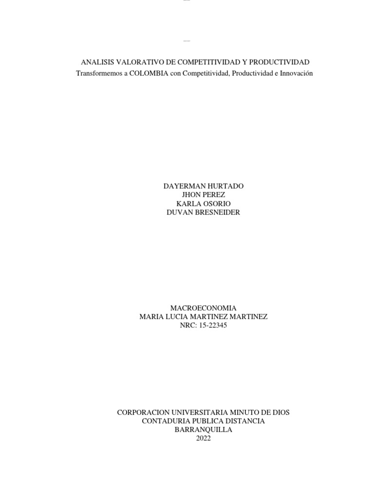 Analisis Valorativo Macroeconomia | PDF | Innovación | Business