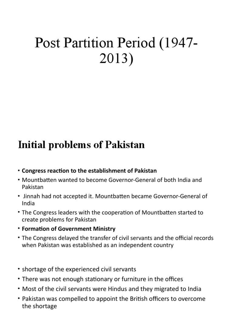 Post Partition Period (1947-1988) | PDF | Muhammad Zia Ul Haq ...