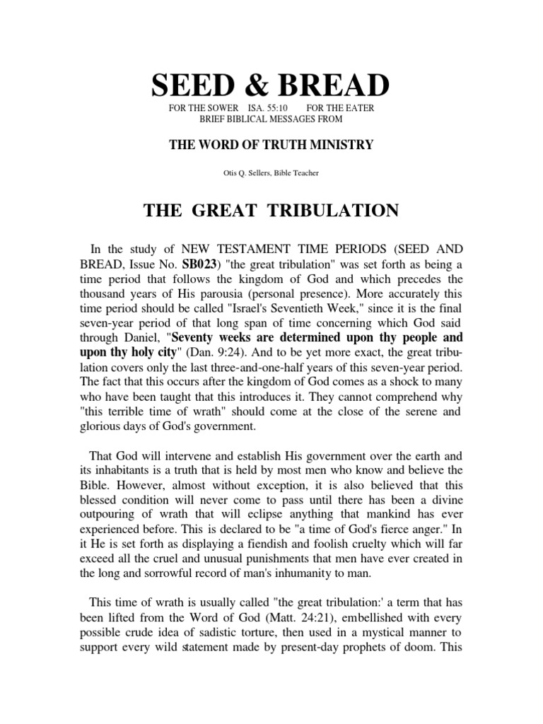 Sb039 The Great Tribulation Pdf Prophecy Sin