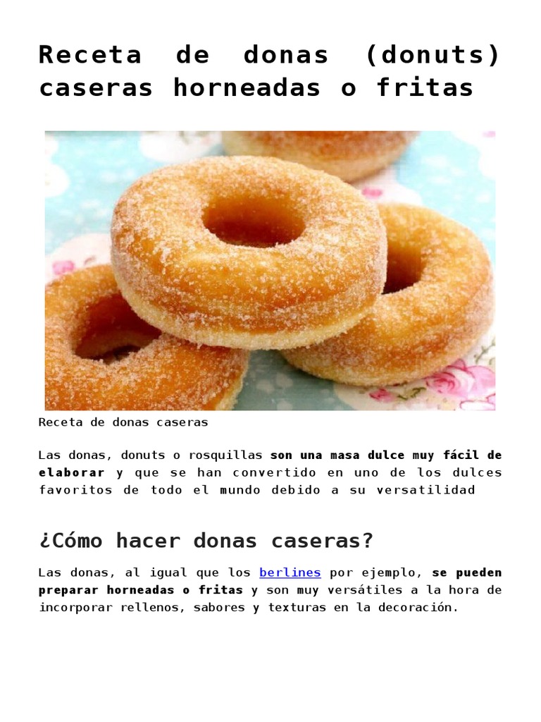 Receta de Donas Fritas | PDF | Rosquilla | Alimentos