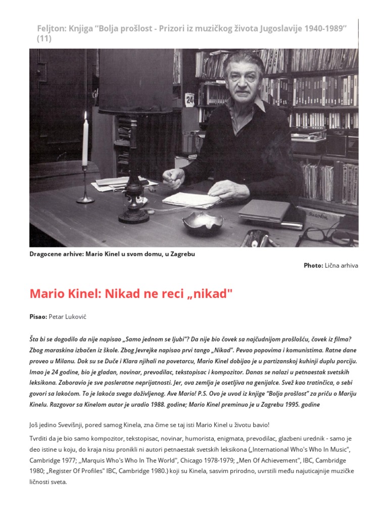 Mario Kinel - Nikad Ne Reci Nikad - XXZ Portal | PDF