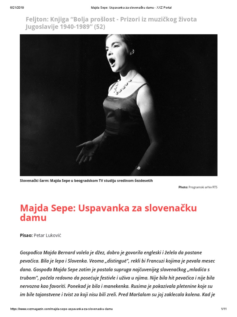 Majda Sepe - Uspavanka Za Slovenačku Damu - XXZ Portal | PDF
