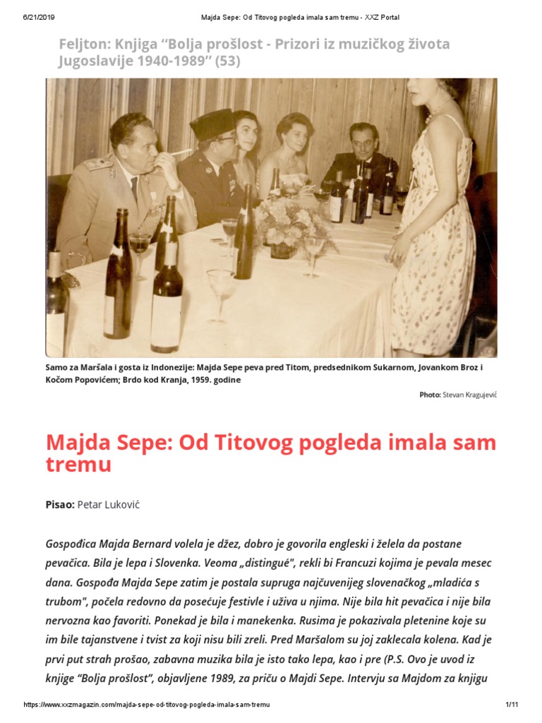 Majda Sepe - Od Titovog Pogleda Imala Sam Tremu - XXZ Portal | PDF