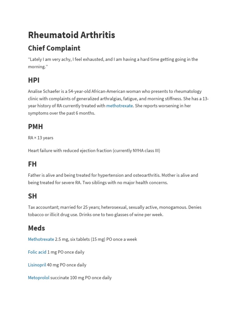 Rheumatoid Arthritis Case | PDF | Rheumatoid Arthritis | Arthritis