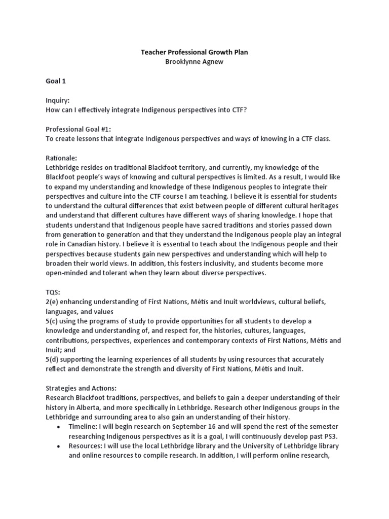 Teacher Professional Growth Plan | PDF | Differentiated Instruction ...
