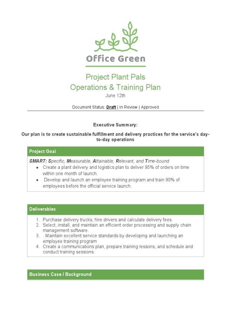 Plant Delivery Operations Plan | PDF | Customer | Employment