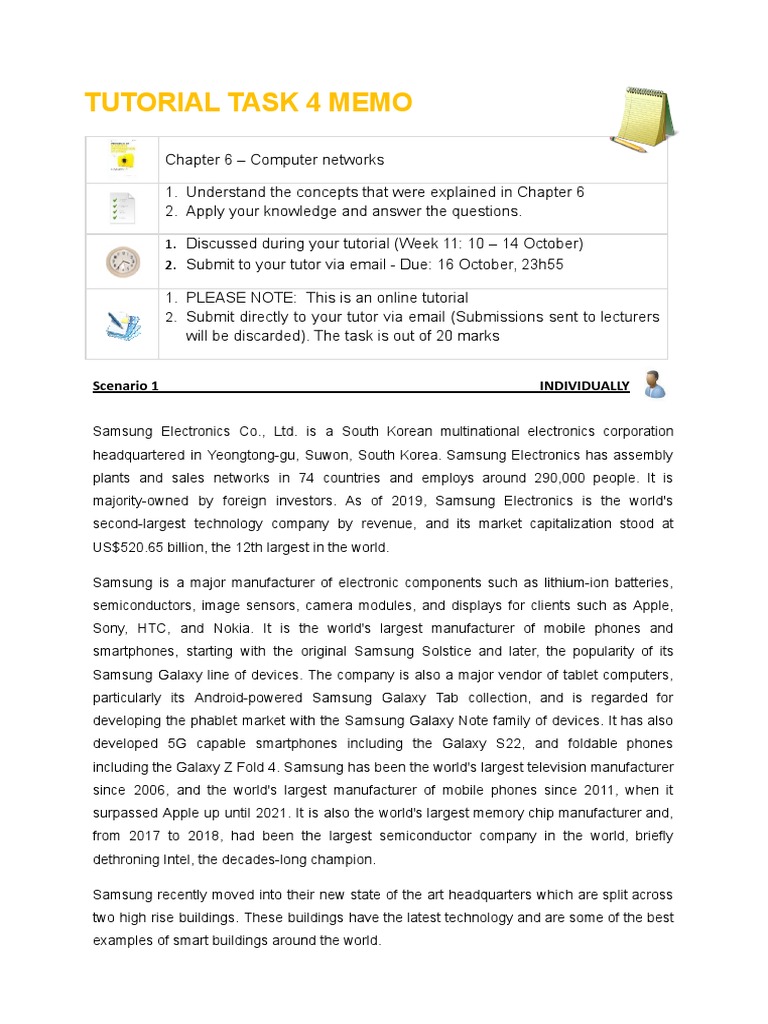 IFS132 - Tutorial 4 - Networks - Memo - 2022 | PDF | Samsung Electronics | Smartphone