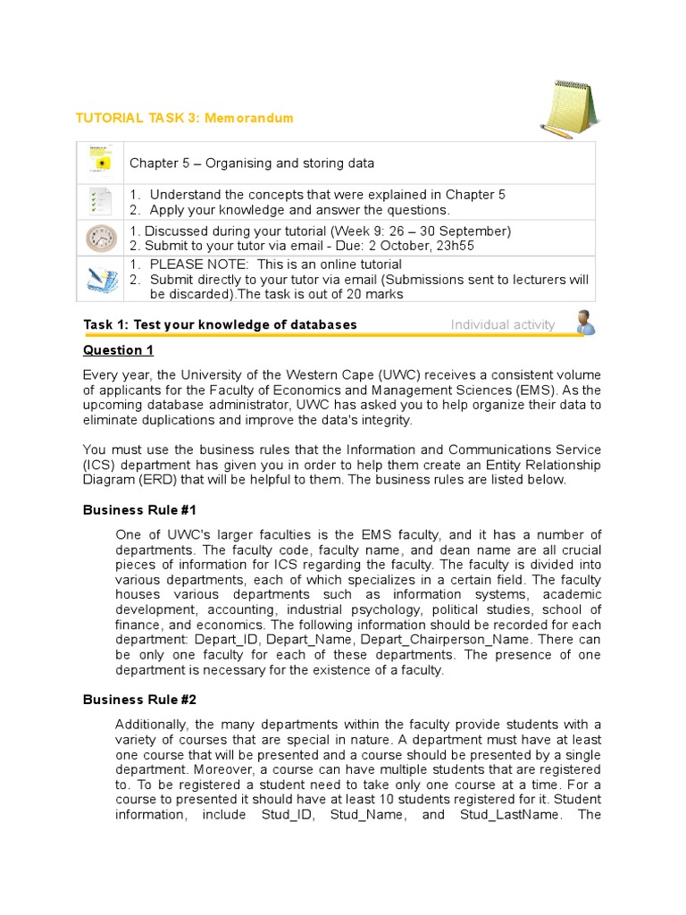 Tutorial 3 - Databases IFS132 - 2022 - Memo - Final | PDF | Data Management | Cognitive Science