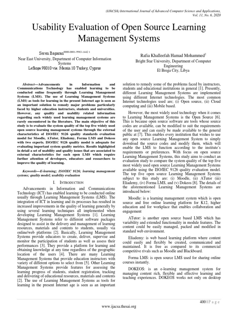 Başaran, S., & Mohammed, R. (2020) - Usability Evaluation of Open ... Başaran, S., & Mohammed, R. (2020) - Usability Evaluation of Open ...