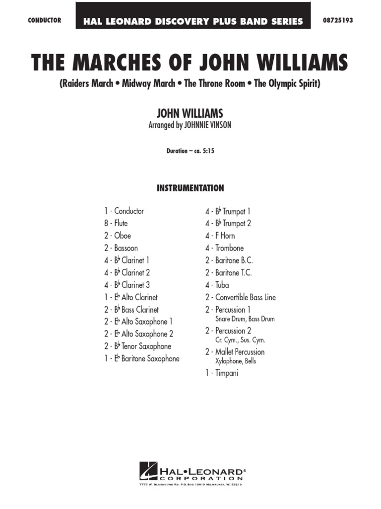 The Marches of John Williams - Arr. Johnnie Vinson | PDF | Saxophone ...